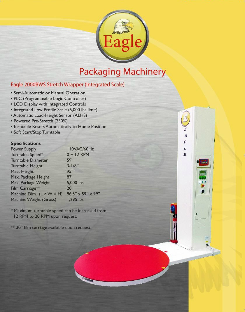 Eagle 2000BWS Built In Scale Stretch Wrapper | AM Shipping